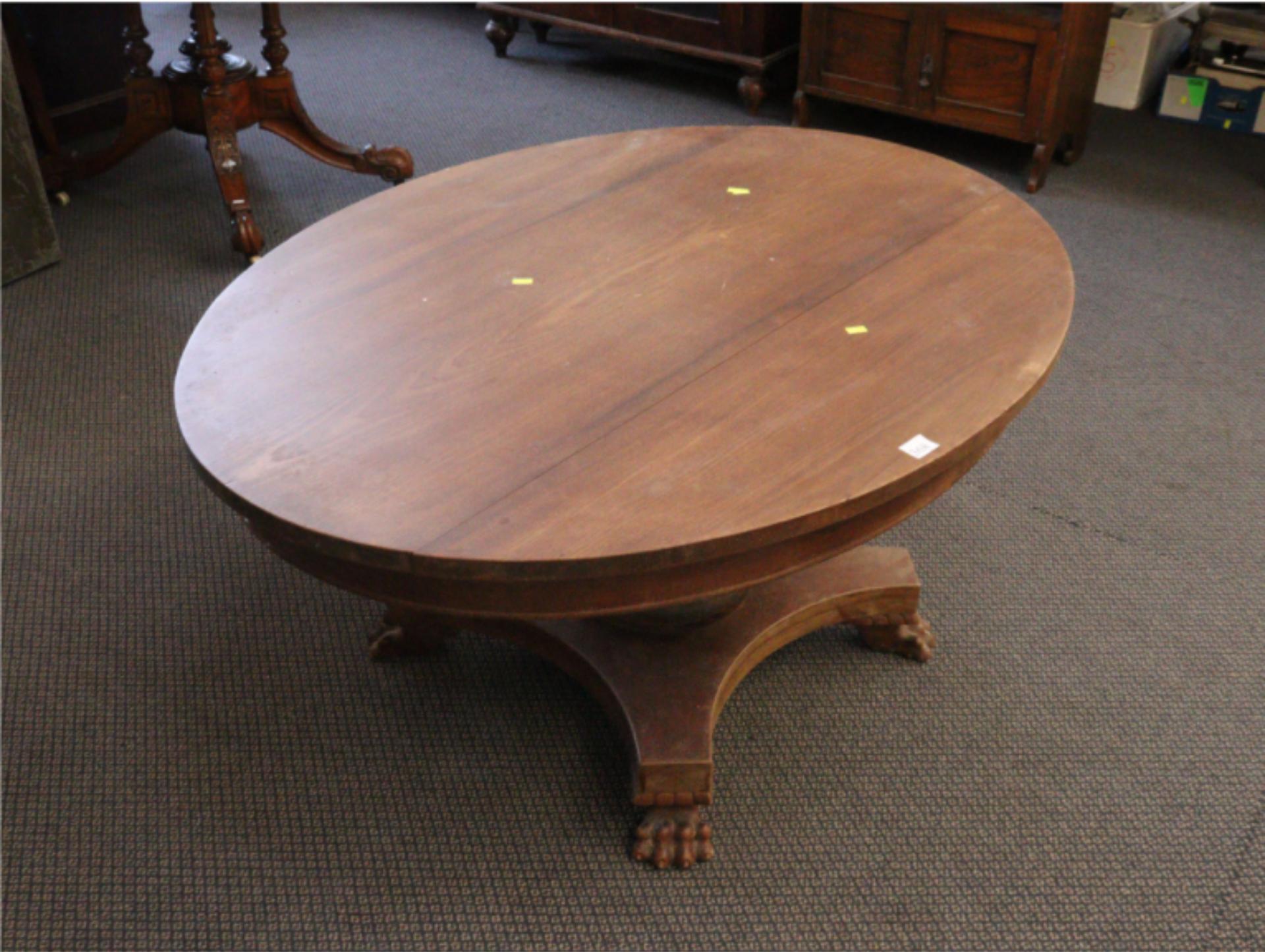 Oval Pedestal Coffee Table with Claw Feet Furniture Restoration and Sales